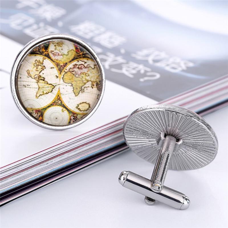 Buy 1pair World Map Cufflinks Shirt Cuff Links Antique Accessory ...