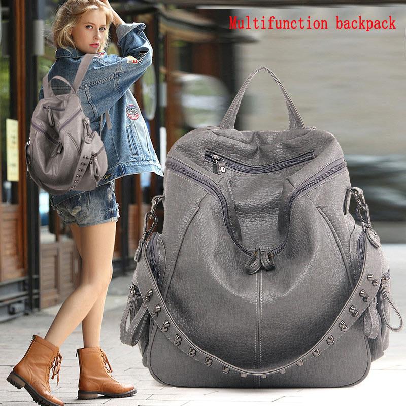 Buy Women Rivet Backpack Three Uses Multifunction Bag Travel Backpack ...