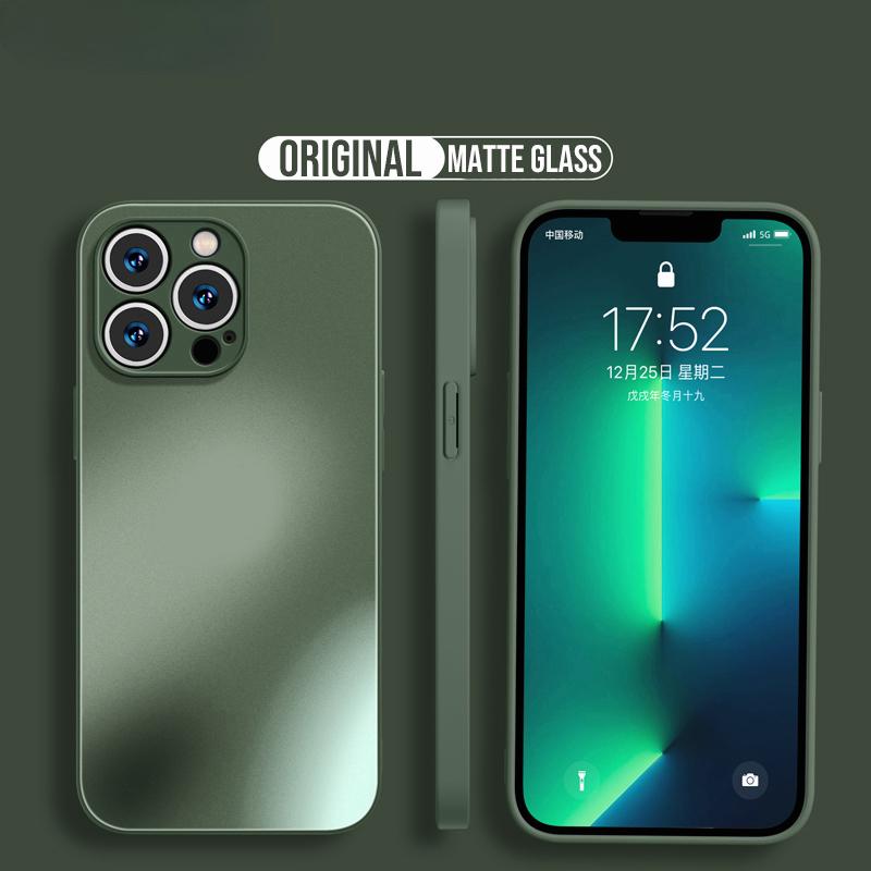 Fashion Matte Tempered Glass Liquid Silicone Original Case for IPhone ...