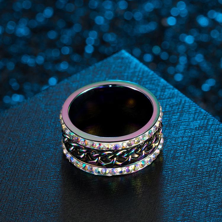 Men Ring Gift Colorful Titanium Stainless Steel Spinner Jewelry Band ...