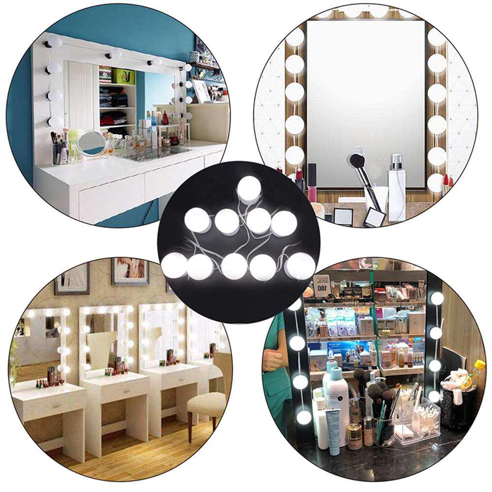 Buy Makeup Table Mirror Lights Kit 10 LED Bulbs Vanity Light Dimmable ...
