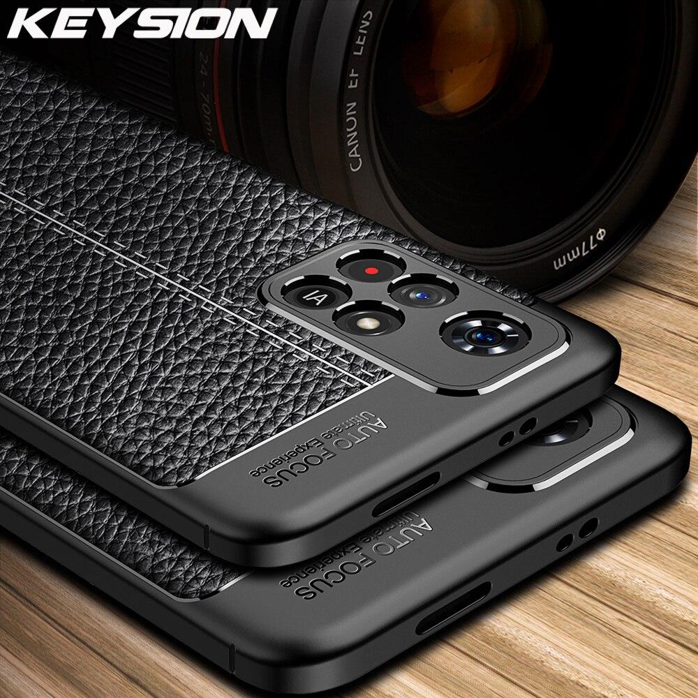 KEYSION Ударопрочный чехол для Xiaomi POCO M4 Pro 5G кожа текстура ...