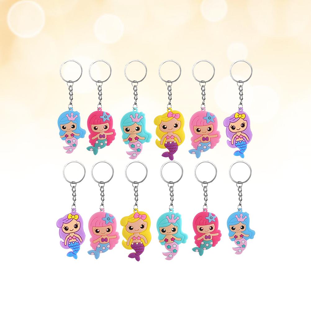 Buy 24pcs Cute Mermaid Key Chains PVC Keychain Key Rings PVC Cartoon ...