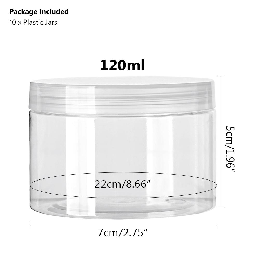 10x Clear Plastic Jars Bottles Straight Cylinders Canisters Food Home ...